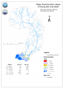 Map – Major flood duration (days) of Stung Sen basin – Stung Sen